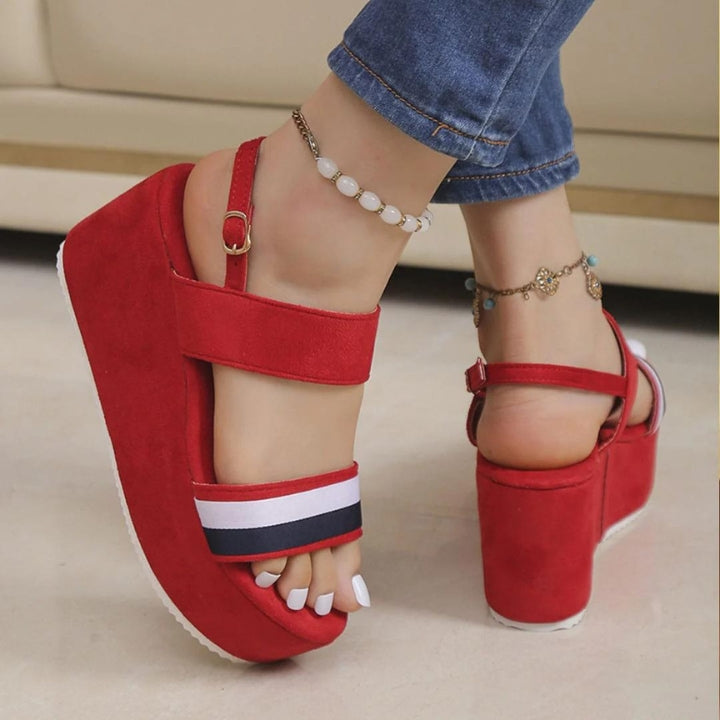 Maroon Cross Comfort Wedges – GloGlamp